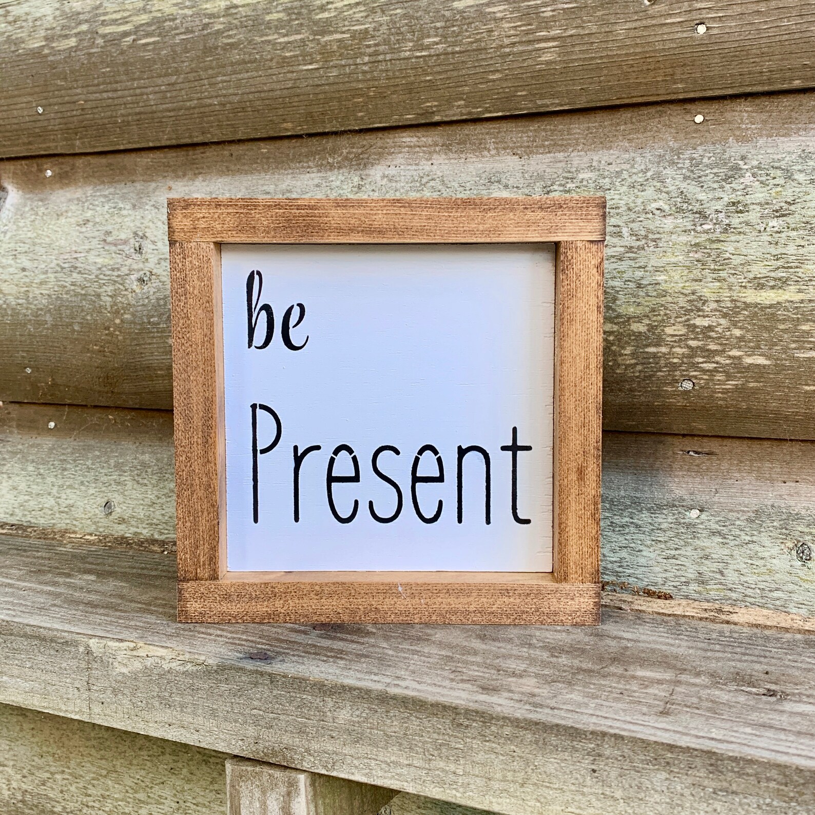 Inspirational Framed Rustic Farmhouse Wood Sign be PRESENT | Etsy