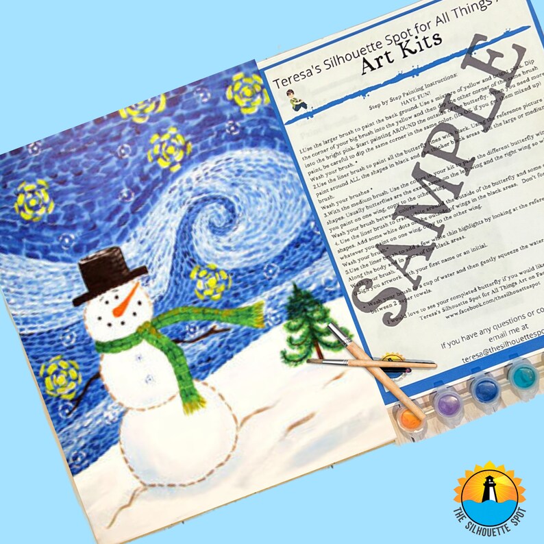 Starry Night Snowman Art Kit: DIY Paint on Canvas (video Tutorial) - Etsy
