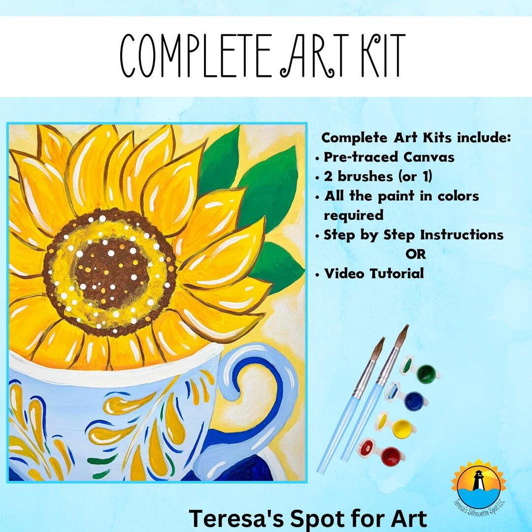 Sunflower Teacup Acrylic Painting Kit,diy Sunflower Paint Party Kit for ...