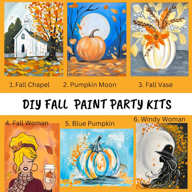DIY Fall Paint Party Kit: Canvas, Brushes, Video Tutorial - Etsy
