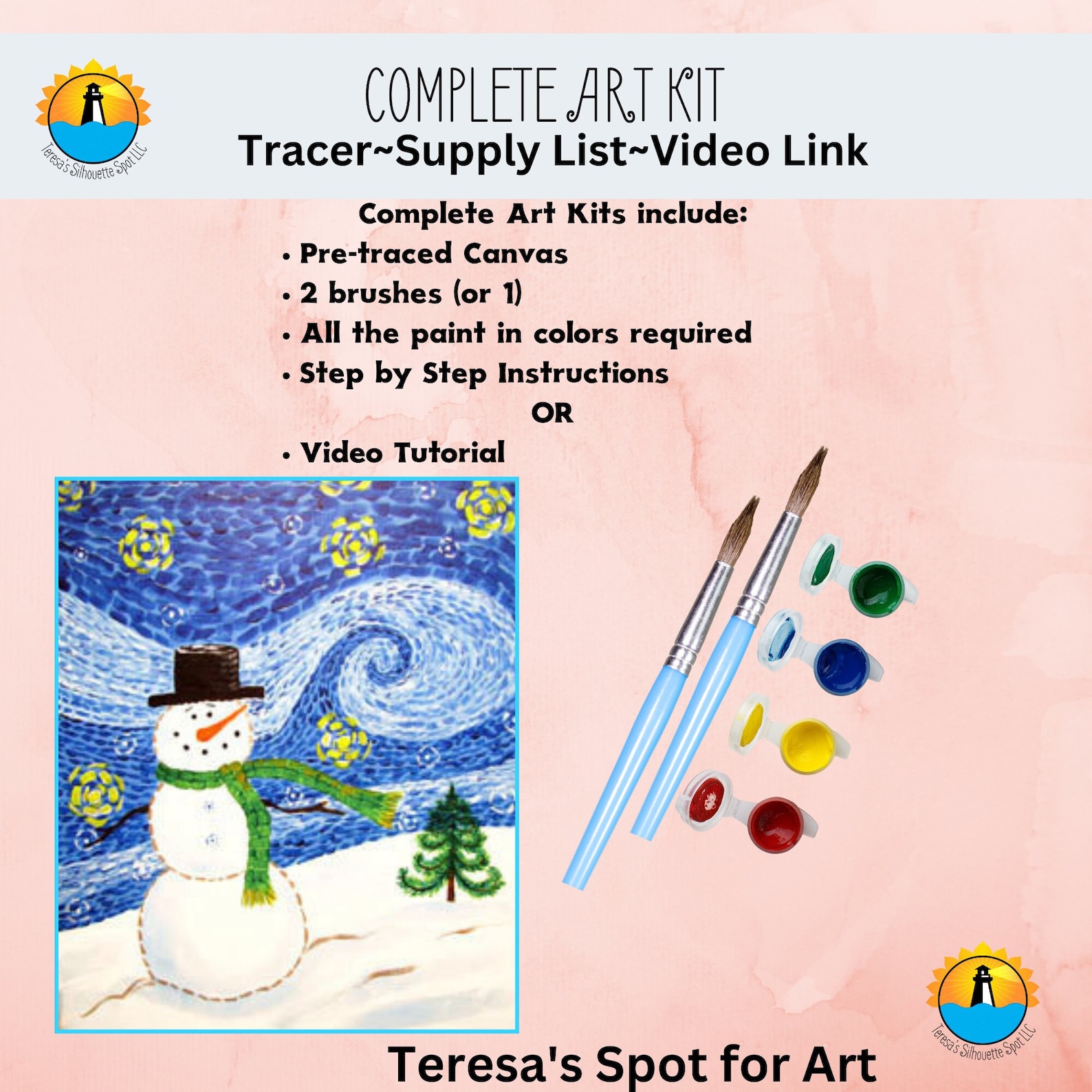 Starry Night Snowman Art Kit: DIY Paint on Canvas (video Tutorial) - Etsy