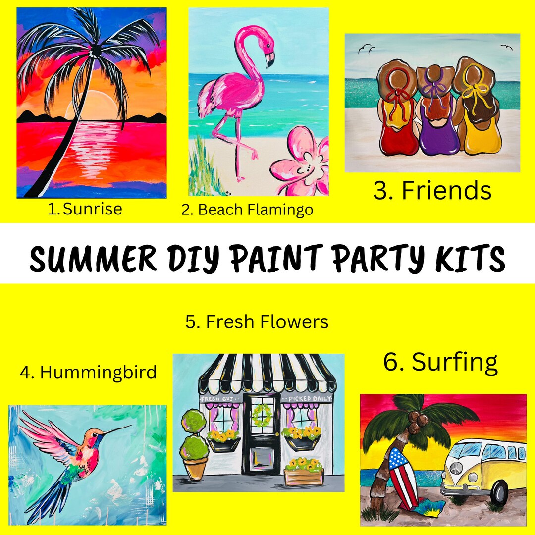 Summer Sun Paint Party Kits! DIY Summer Paint Night at Home! Sip ...