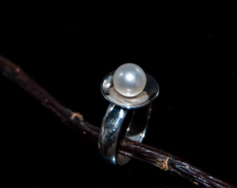 Pearl Ring/Handmade Upcycled Pearl and Sterling Silver Ring | Etsy