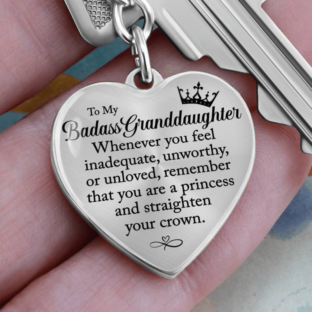 Granddaughter Keychain: Heart Pendant, Stainless Steel or 18K Gold - Etsy