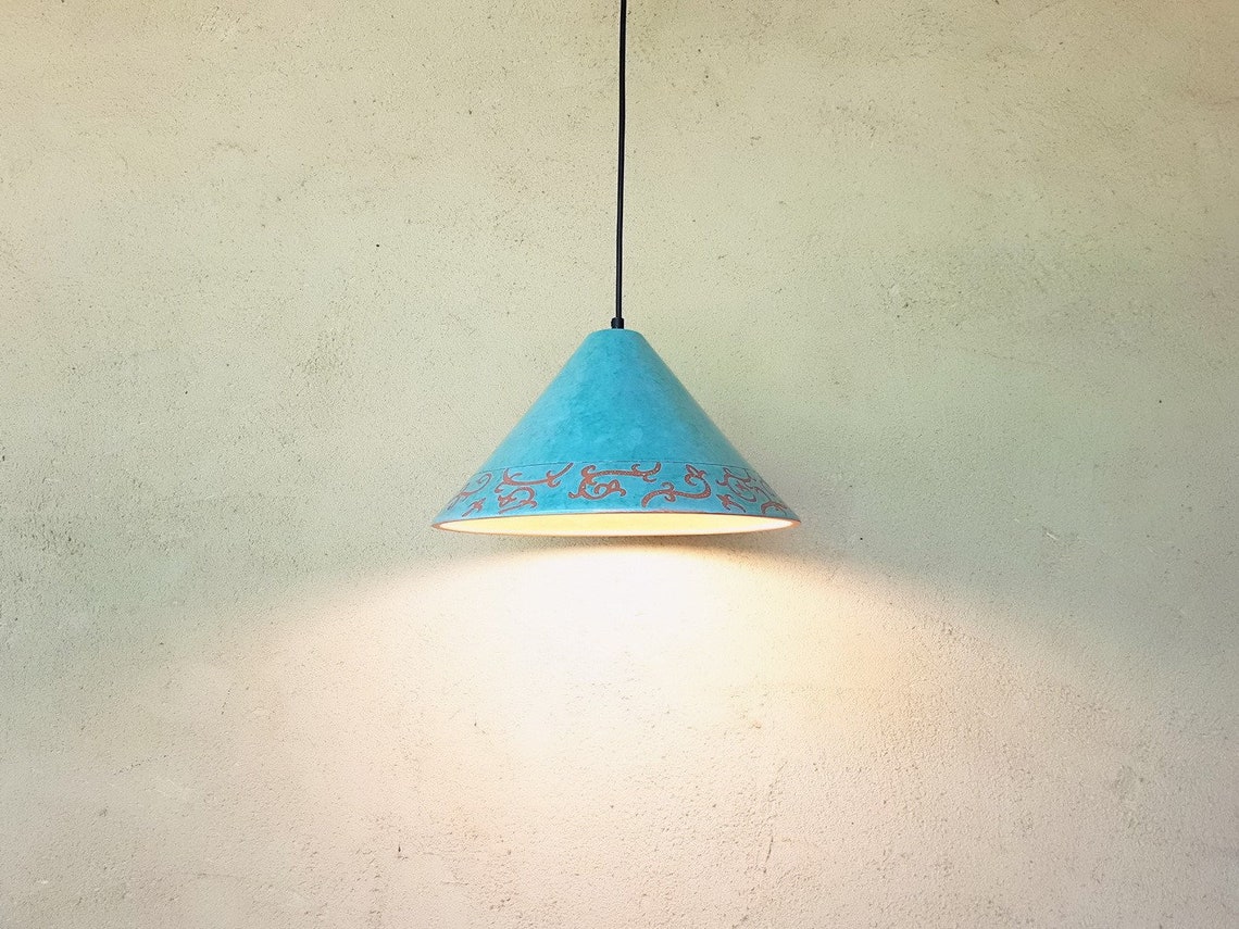 Pendant Lightturquoise Cone Shape Ceramic Lamp Shade Kitchen - Etsy