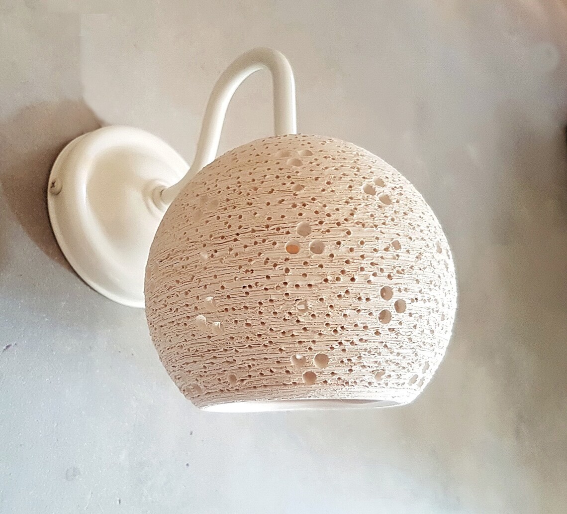 Off-white Ceramic Wall Lighting Designer Boho Clay Sconce - Etsy