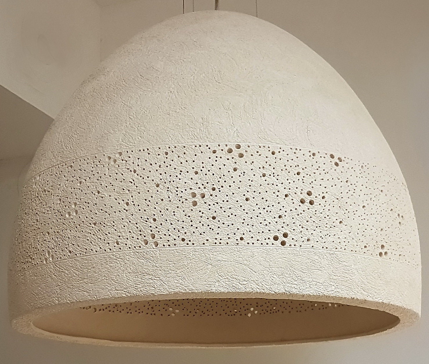 Pendant lightHanging lightCeramic off white lampshadeDining | Etsy