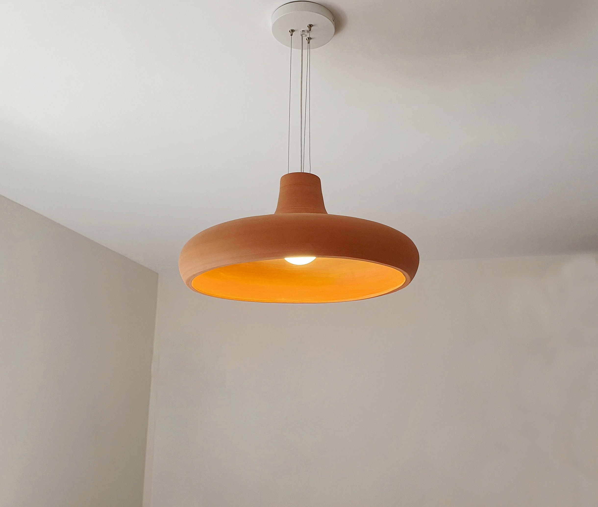 Handmade Terracotta Pendant Light: Modern Ceramic Lampshade - Etsy
