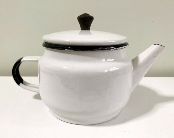 Vintage Soviet White Enamelware Coffee/tea Pot, French Country ...