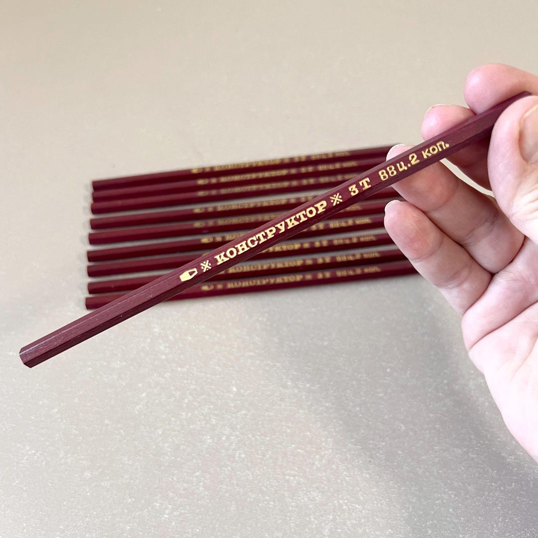 10 Soviet Pencils Vintage NOS Rare 1980 Pencils Konstruktor конструктор ...