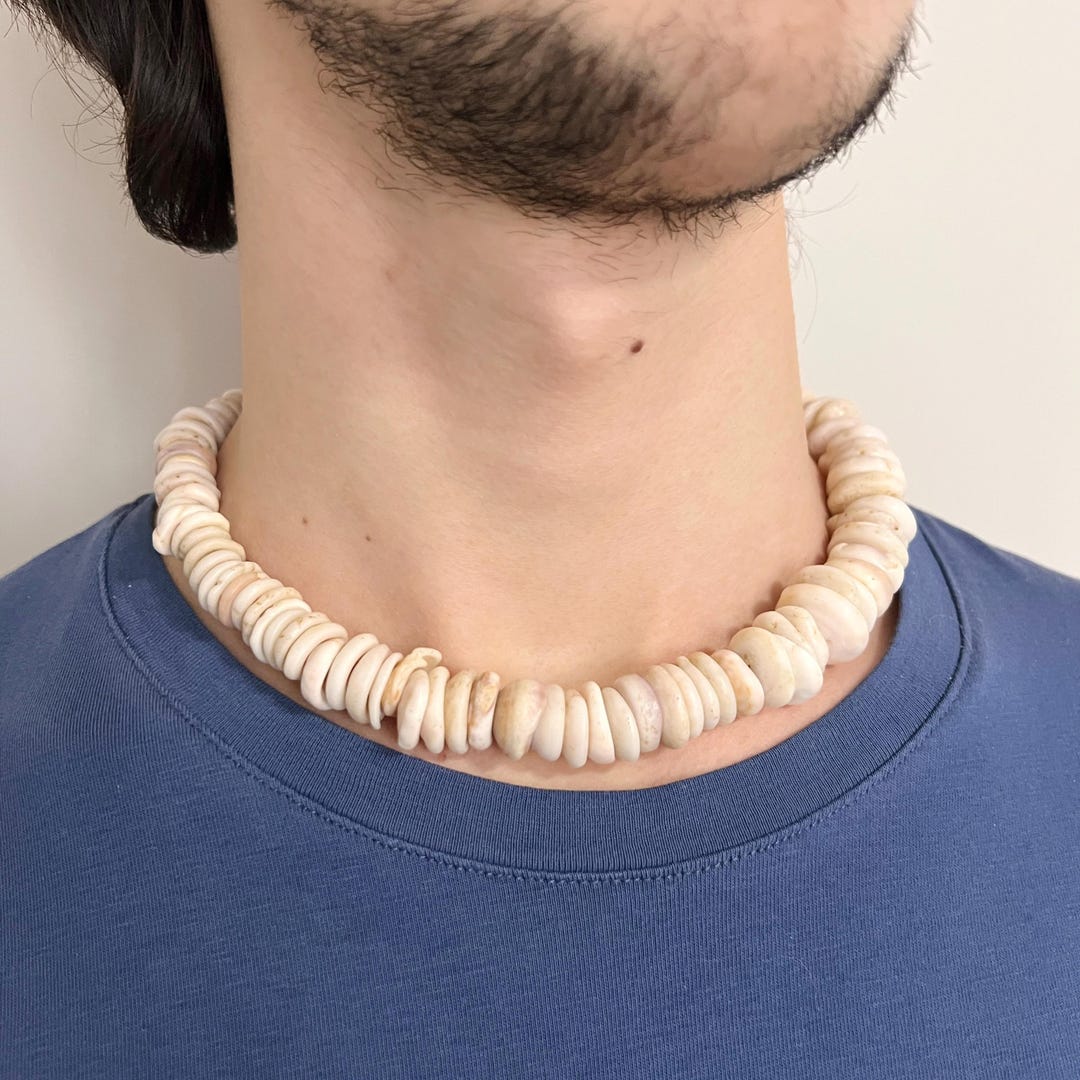 Vintage 1970s Puka Shell Necklace, Hawaiian Tiger Shell, 135g, 45cm ...