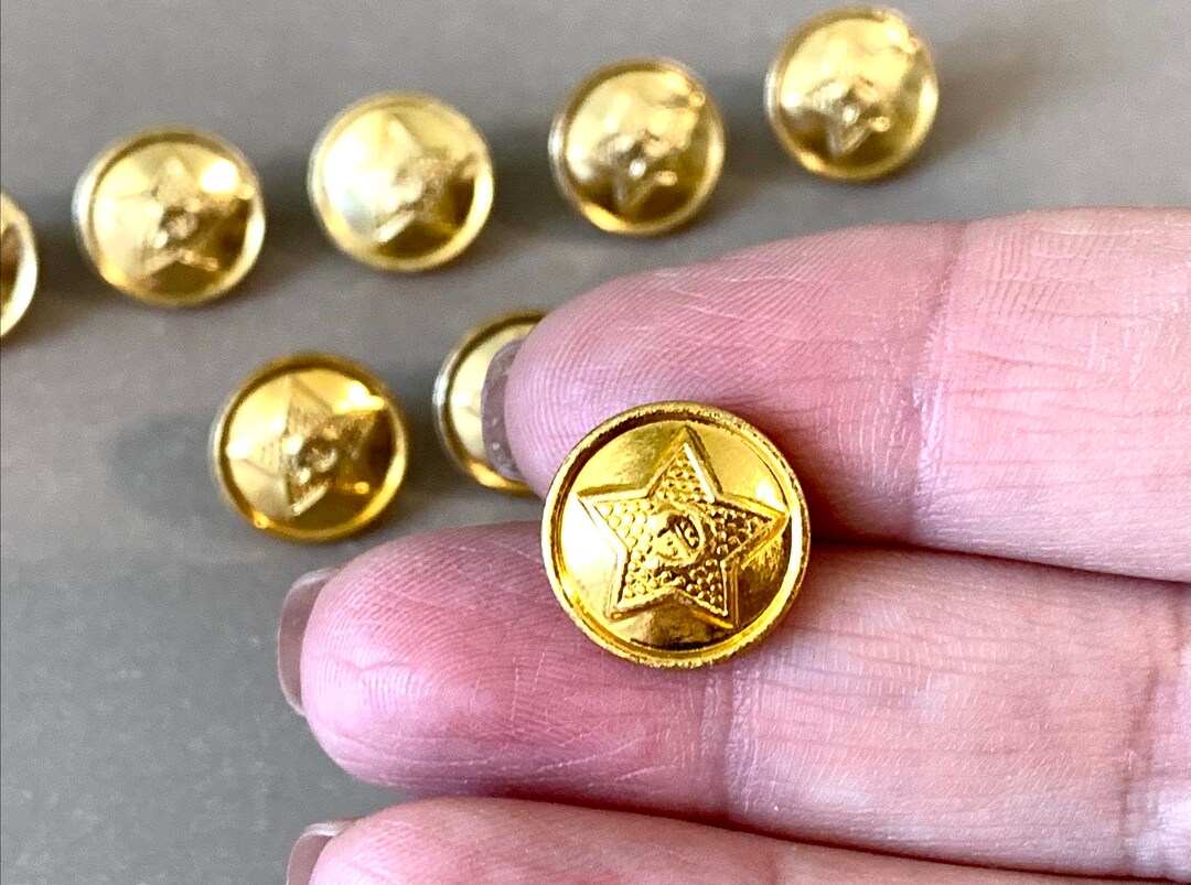 Set of 10 Soviet Red Military Uniform Gold Cuff Buttons 14mm Hammer ...