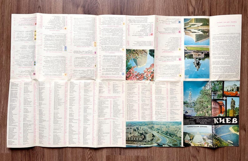 Soviet Kyiv Tourist Map 1976 Vintage USSR Folded Travel Map Kyiv City ...