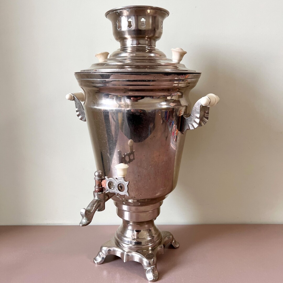 Soviet Electric Samovar 4L 1986 Nickel-plated Tea Kettle Dnipropetrovsk ...
