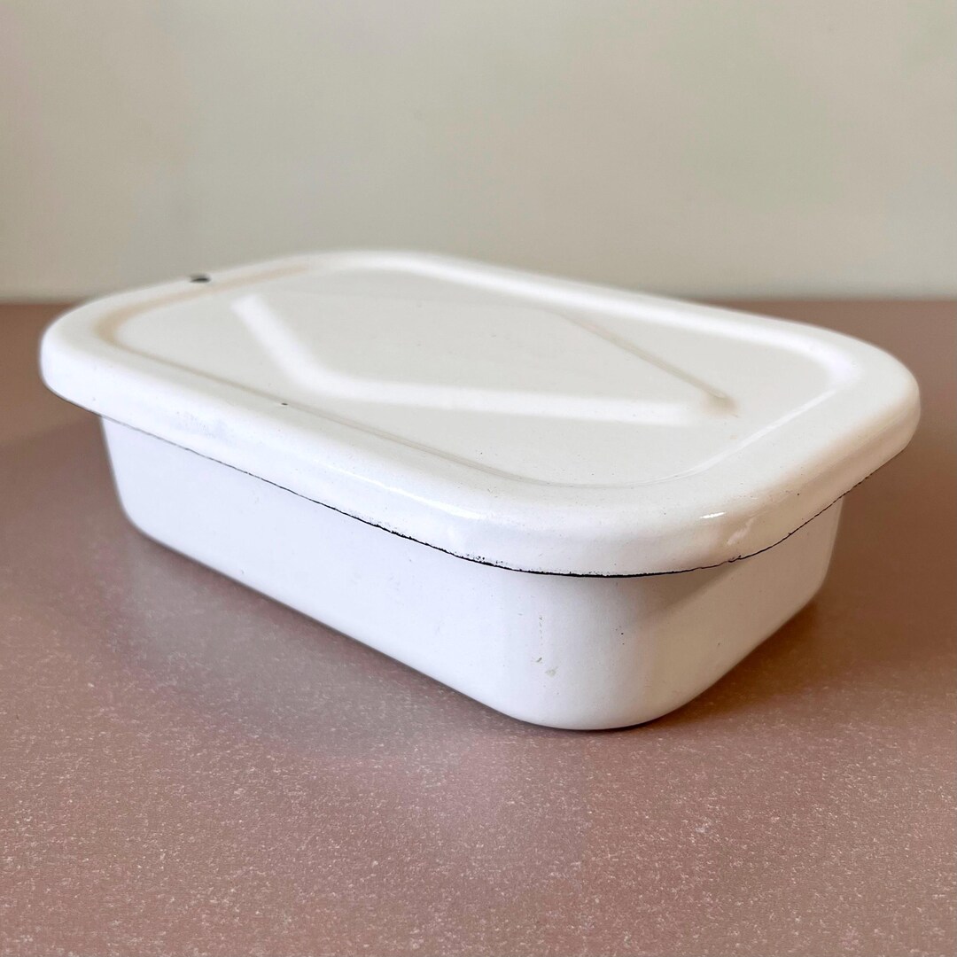 Soviet Vintage Enamelware 1960s Small Enamel Baking Pan Butter Dish ...