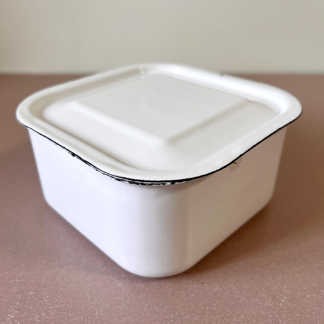 Soviet Vintage Enamel Butter Dish With Lid 1972 USSR Small Baking Pan ...