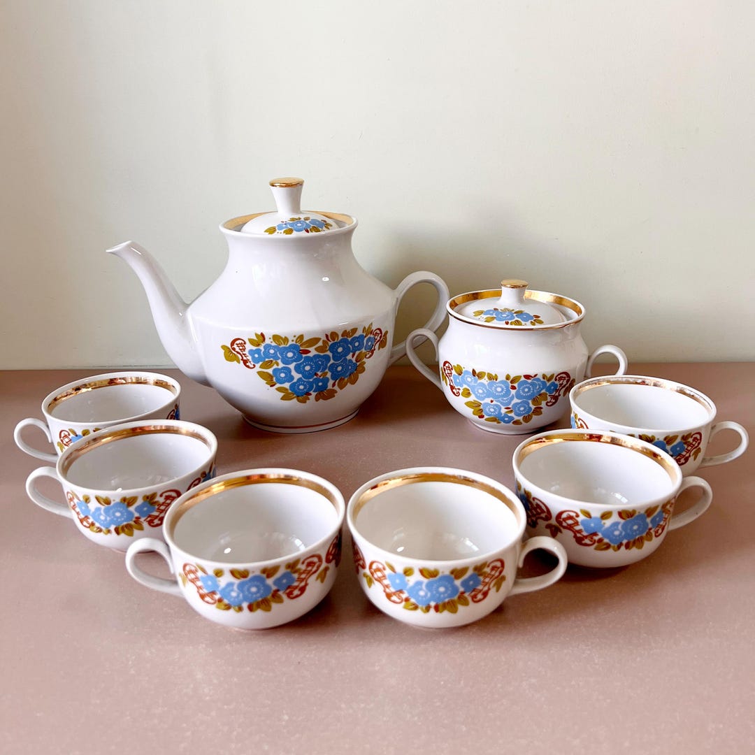 Large Ukrainian Tea Set 1.5L Porcelain Teapot Vintage Slavic ...