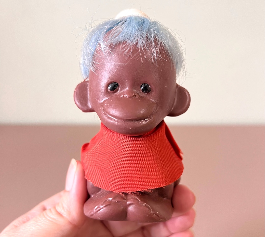 Monkey, Vintage Toy, Soviet Plastic Toy, Monkey With a Wig, Plastic ...