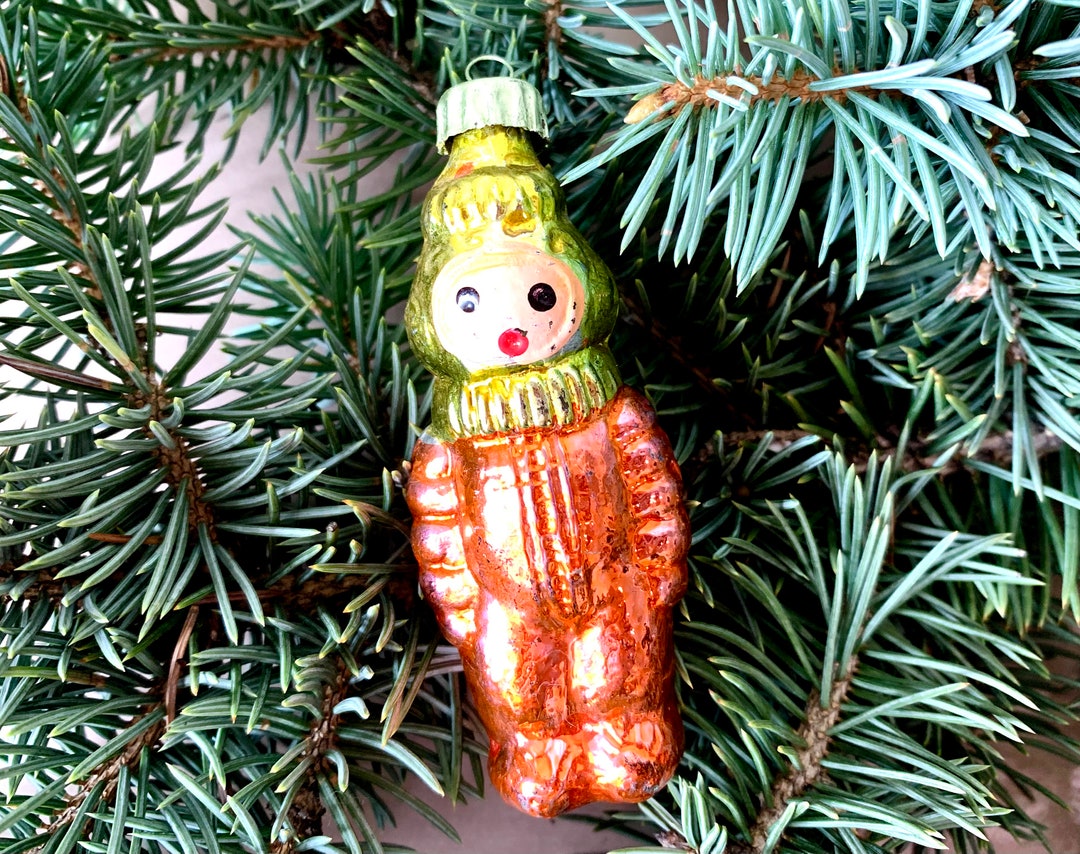 Soviet Vintage Cosmonaut Glass Christmas Ornament USSR Orange Astronaut ...