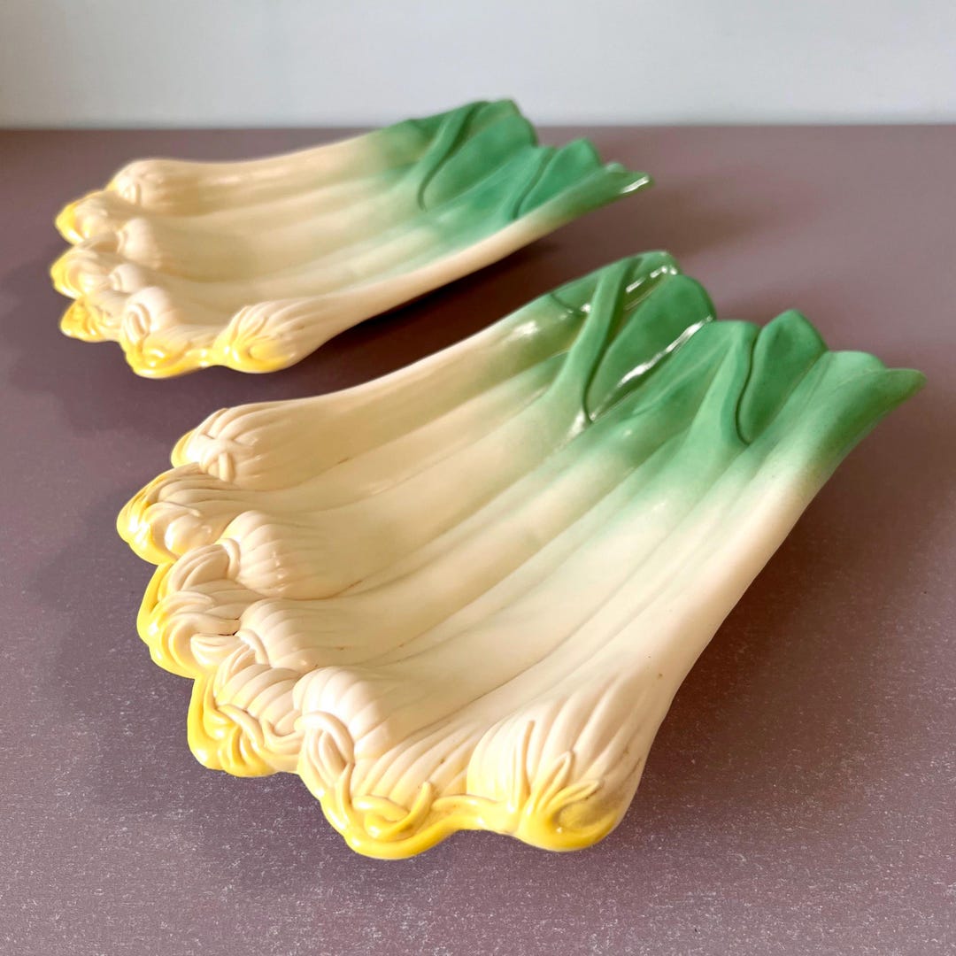 Pair of Leek Shaped Plastic Relish Tray Cold Food Service Soviet ...