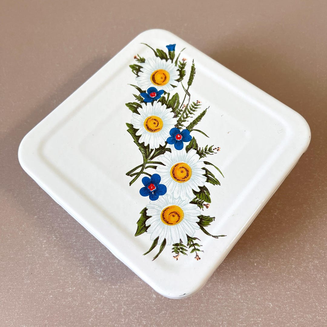 Vintage Soviet Enamel Baking Tray With Lid 1970s Floral Metal Roasting ...