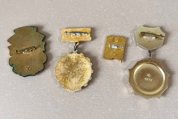 Communist Badges Set of 4 Enamel Alloy Lapel Pins Sov… - Gem