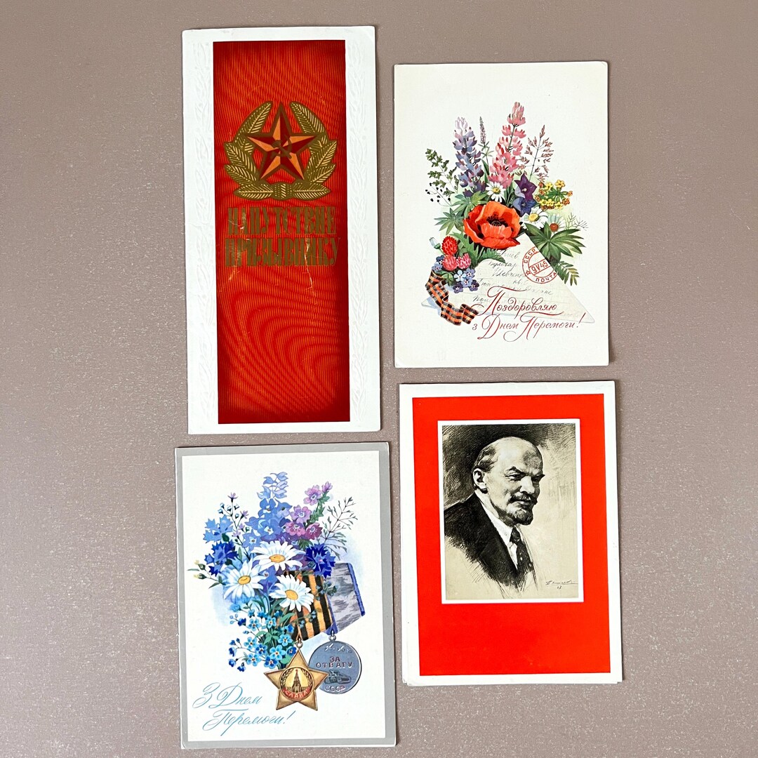 Soviet Folding Greeting Cards, Military Conscript & Ukrainian Victory ...