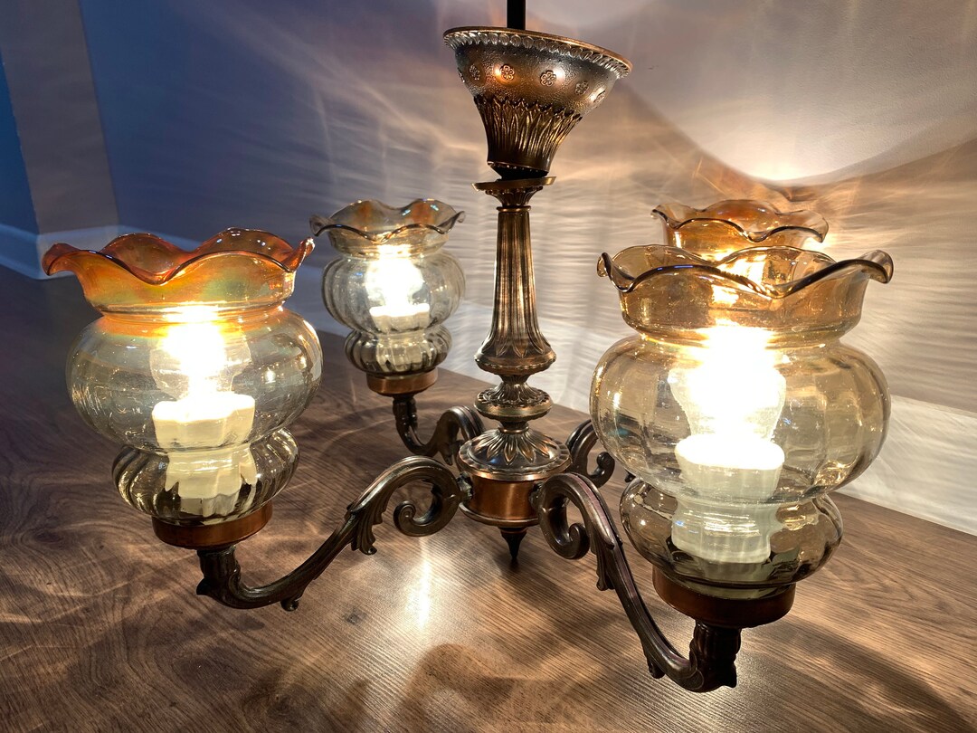 Brown Globe Original 4-bulb Soviet Style Hanging Ceiling Lamp Vintage ...