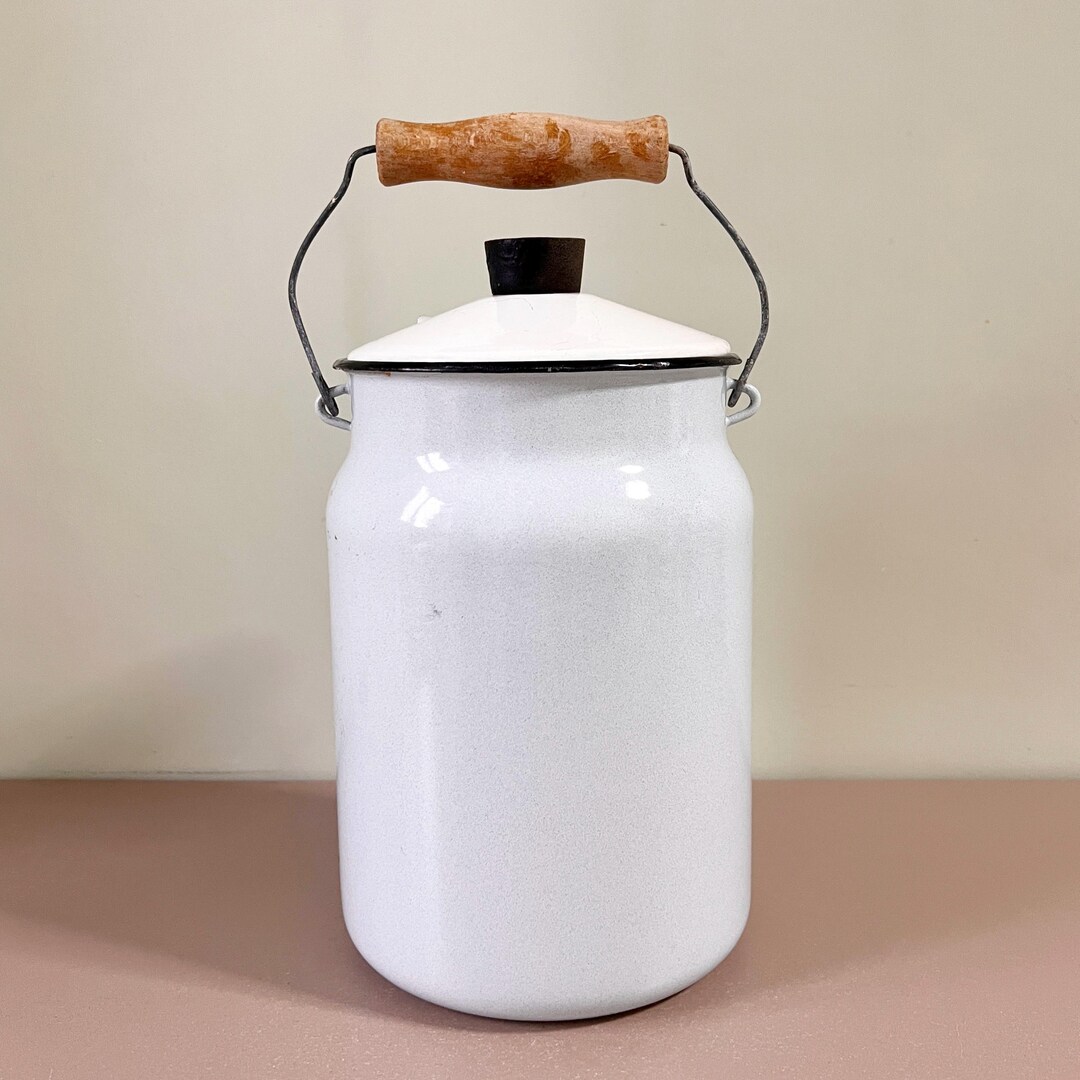 Soviet Vintage Enamelware Milk Can French Country Bidon Retro Rustic ...