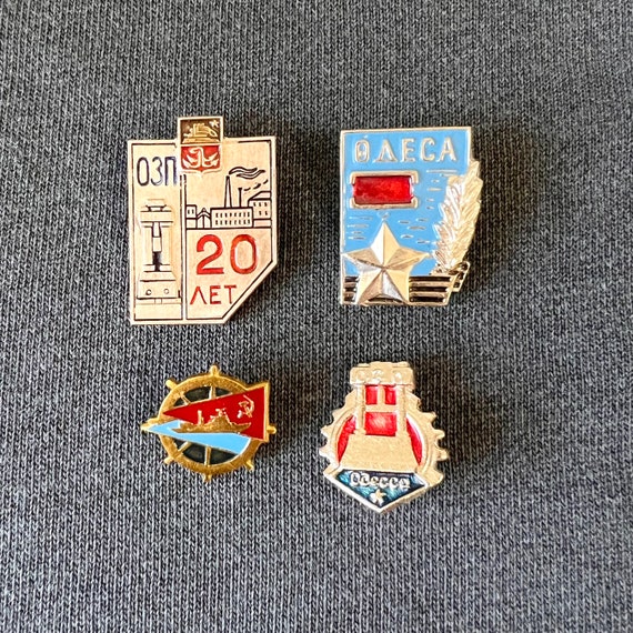 Set of 4 Soviet Odesa Enamel Pins Badges USSR Lapel P… - Gem