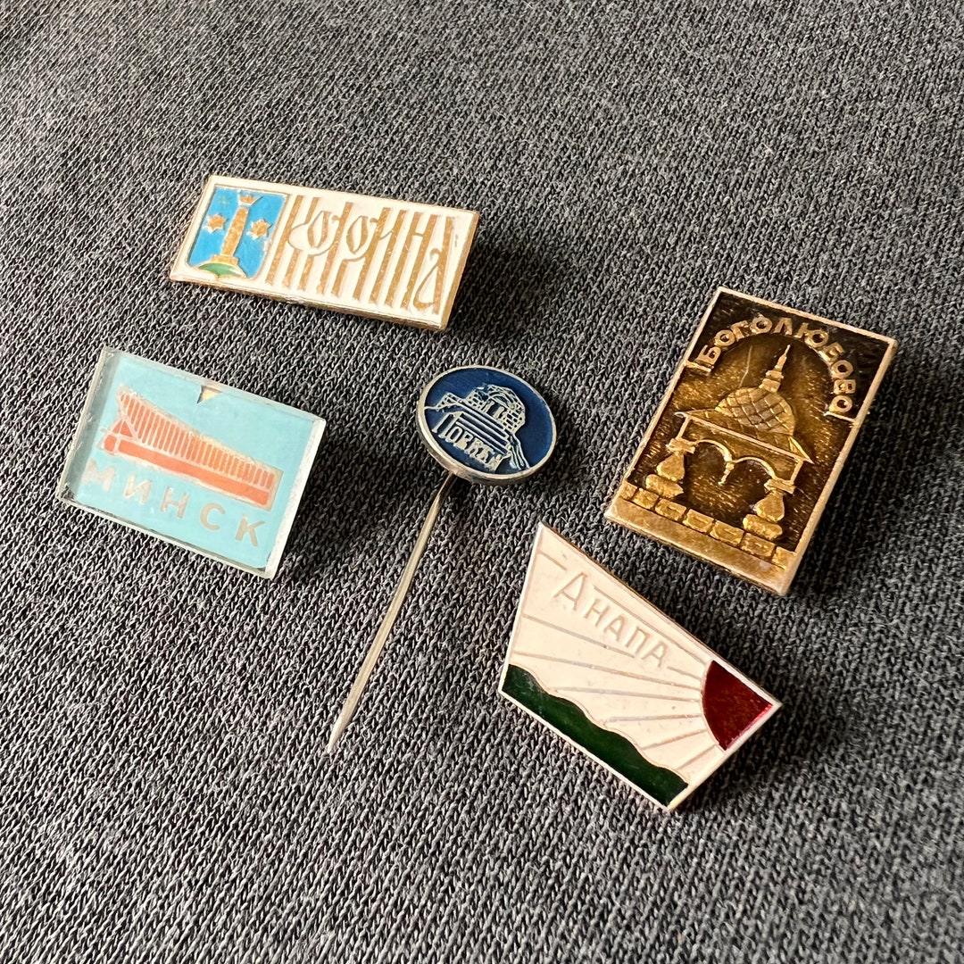 Set of 5 Soviet Cities Patriotic Enamel Pins Badges USSR Lapel Pins ...