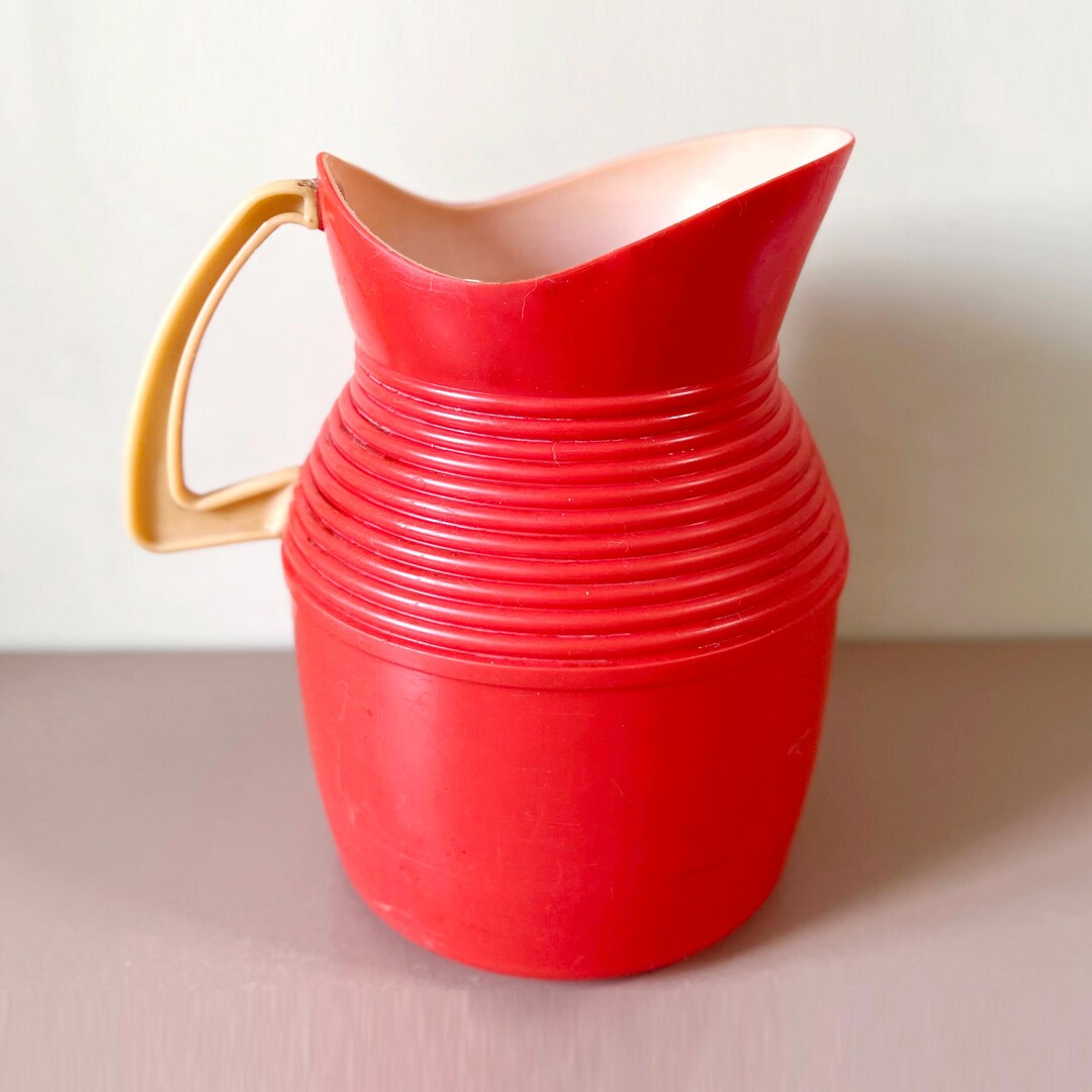 Retro Red Plastic Pitcher USSR Vintage 1970s Jug Kitchenware Barware ...