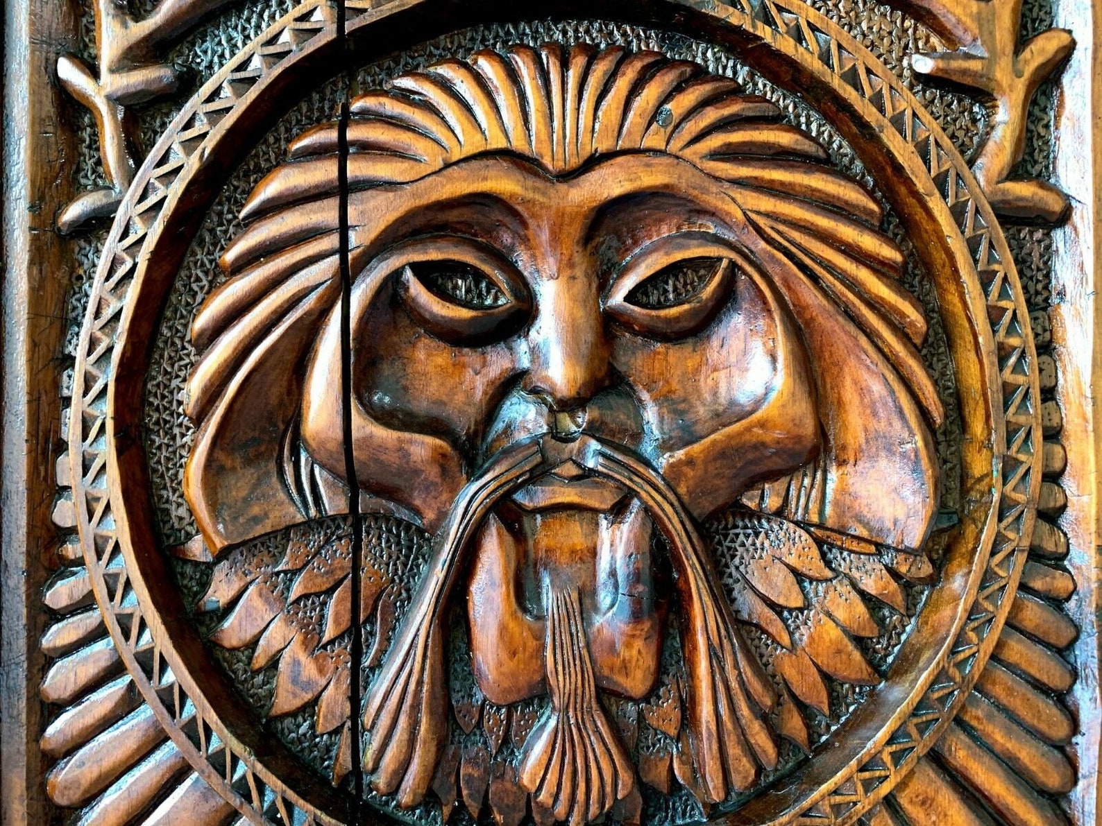 Leshy леший Slavic Antique Folk Art Carved Heavy Wood Panel | Etsy