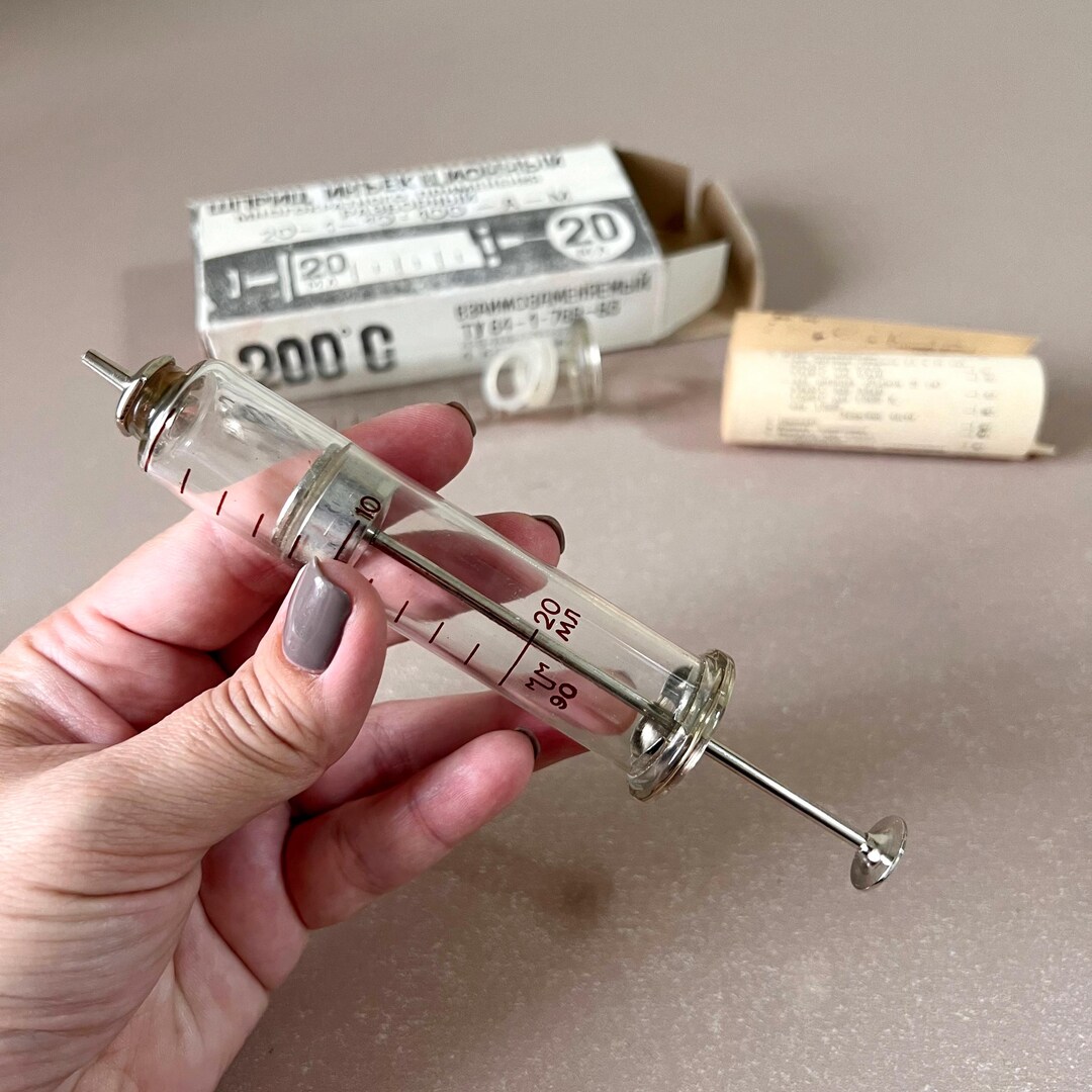 Vintage 20 Ml Medical Injection Syringe Multiple Use Soviet USSR New ...