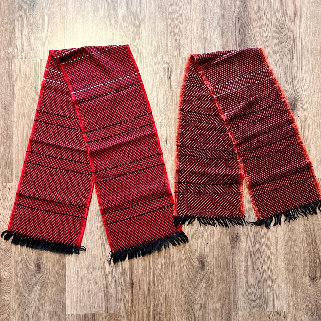 2x Vintage 1980s East German Wool Scarves Red & Black Fashion ...