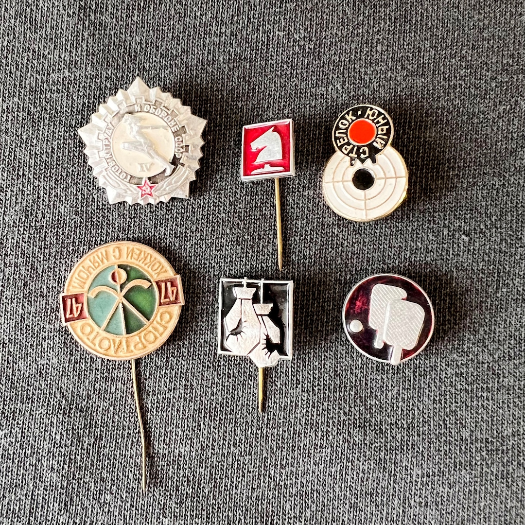 Set of 6 Soviet Sport Hobby Enamel Pins Badges USSR Lapel Pins ...