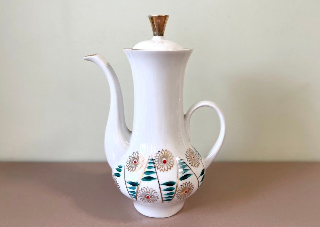 Mid-century Ukrainian Long Spout Teapot Vintage Soviet Ukraine .75L ...