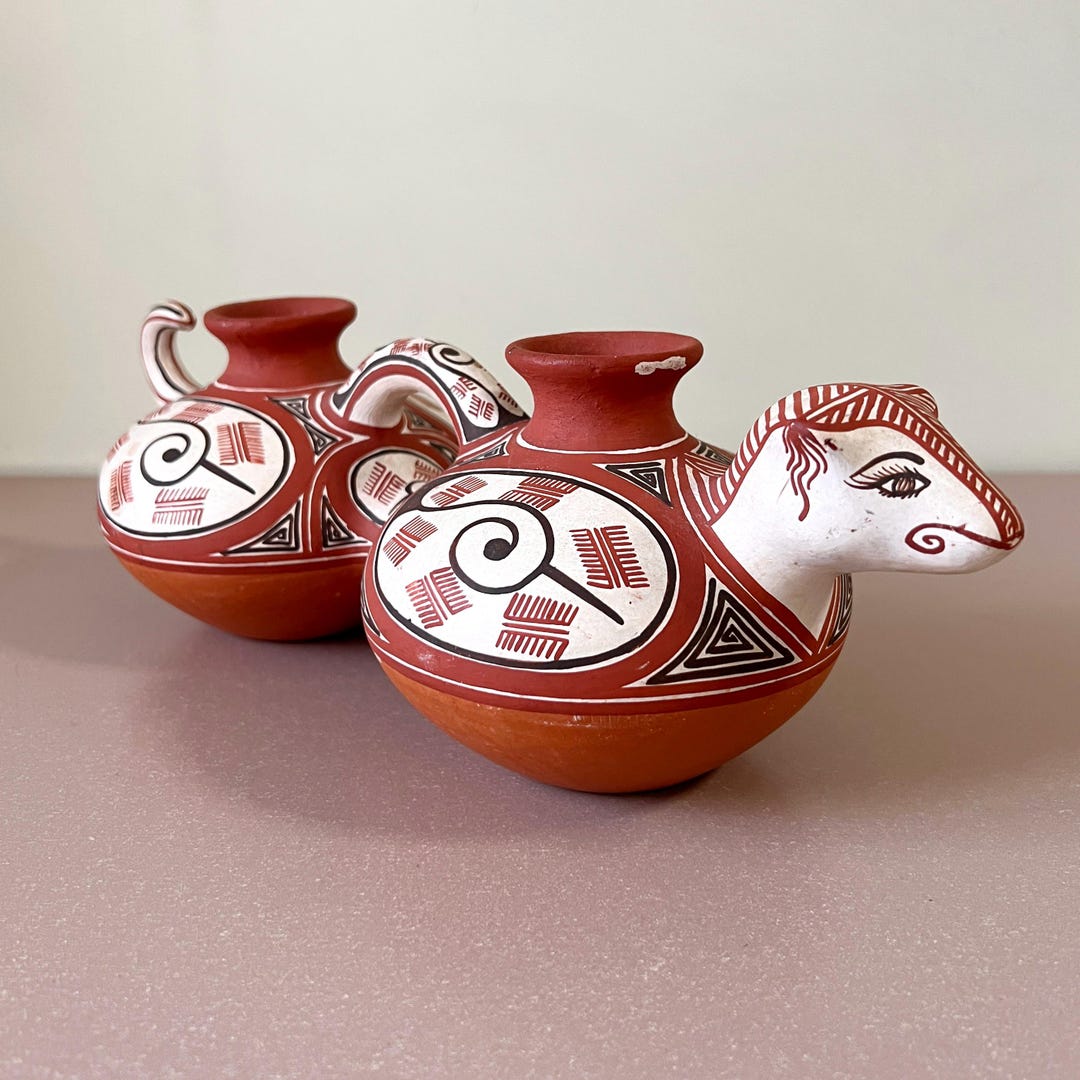 Vintage Quibor Pottery Wedding Vase - Indigenous Venezuelan Folk Art ...