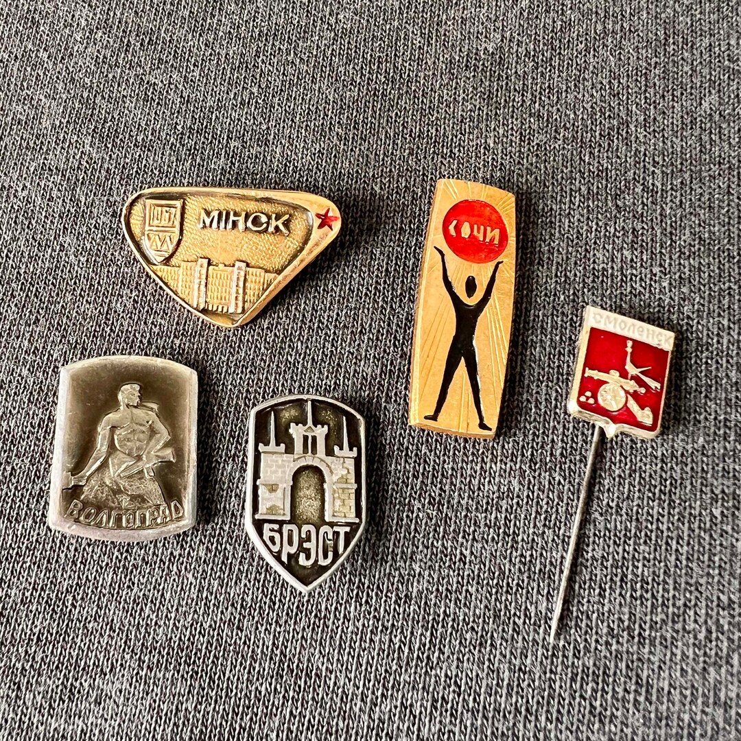 Set of 5 Soviet Cities Patriotic Enamel Pins Badges USSR Lapel Pins ...