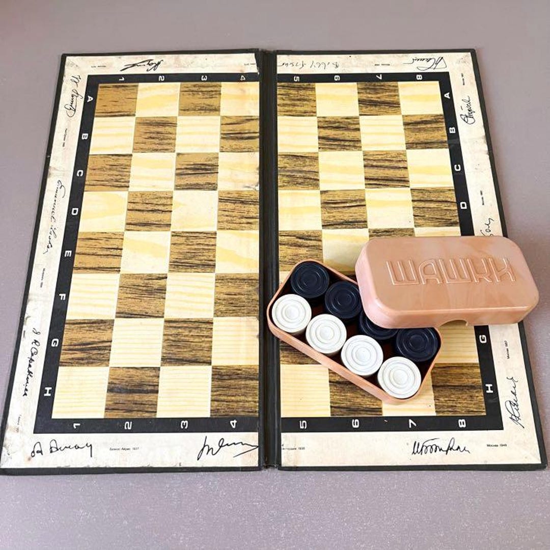 Checkers Set Board USSR 1970 Shashki Soviet Vintage Draughts Original ...