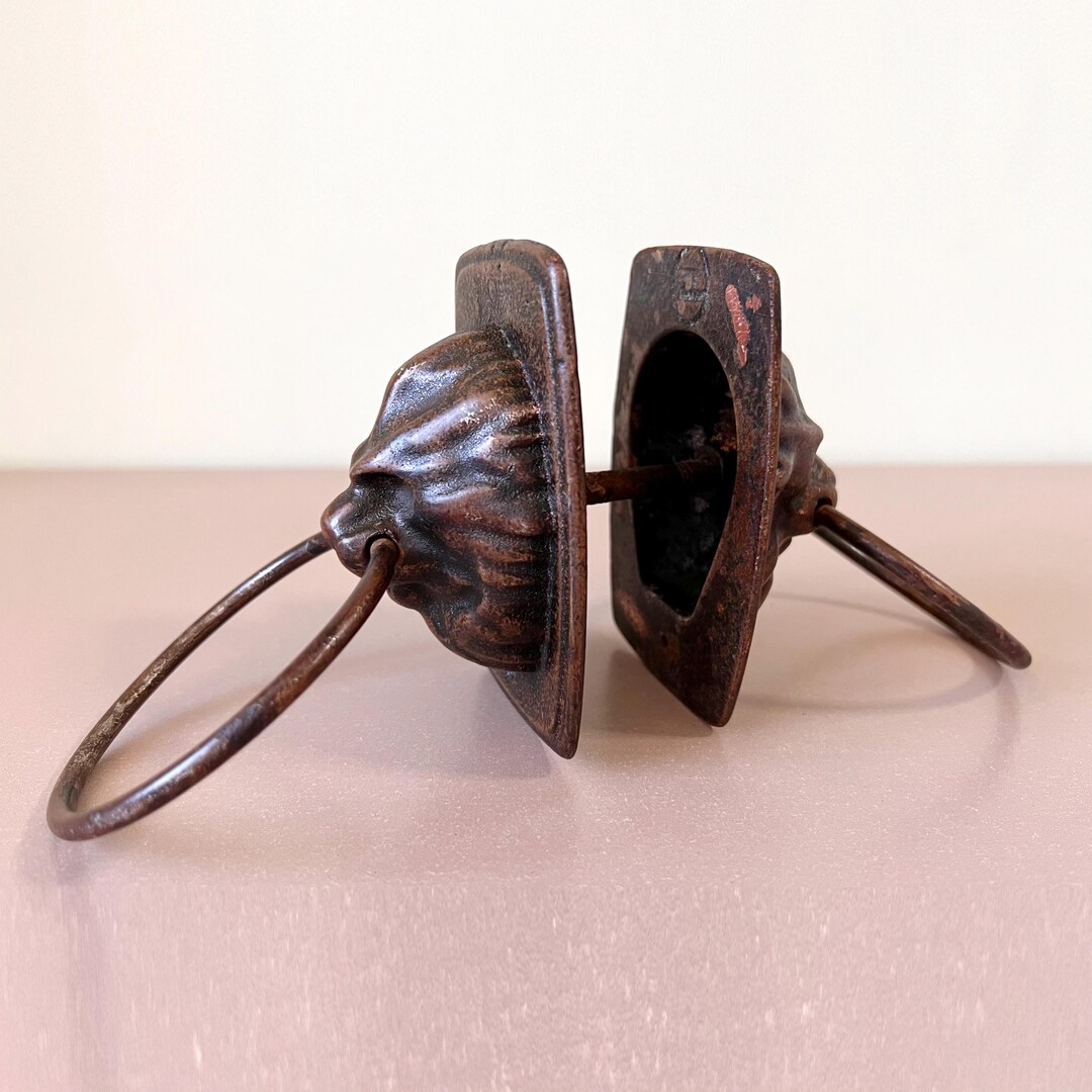 Vintage Lion Head Door Handles Decorative Metal Pulls Retro Soviet USSR ...