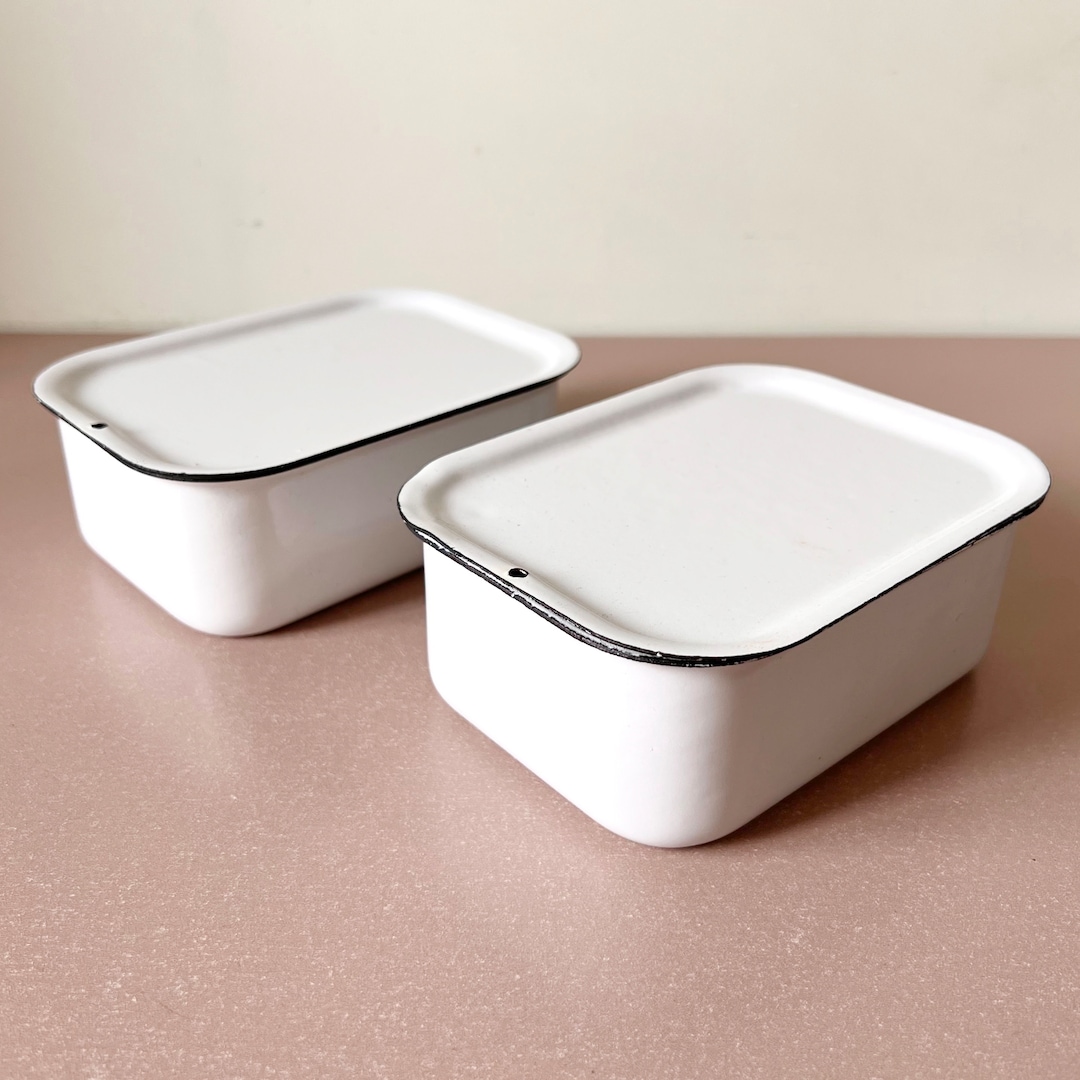 Pair of Soviet Vintage Enamelware Kitchen Trays With Lids 1960s USSR ...