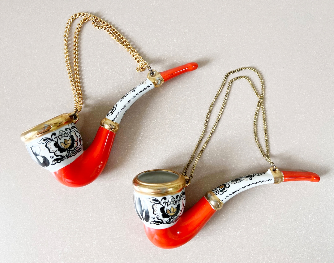 Vintage Ukrainian Porcelain Cossack Pipes Hand Painted Art, Kyiv & Sumy ...