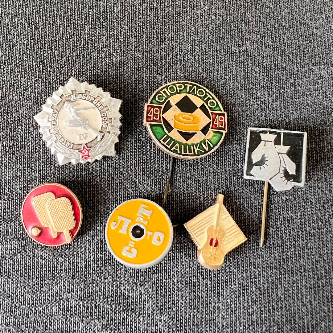 Set of 6 Soviet Sport Hobby Enamel Pins Badges USSR Lapel Pins ...