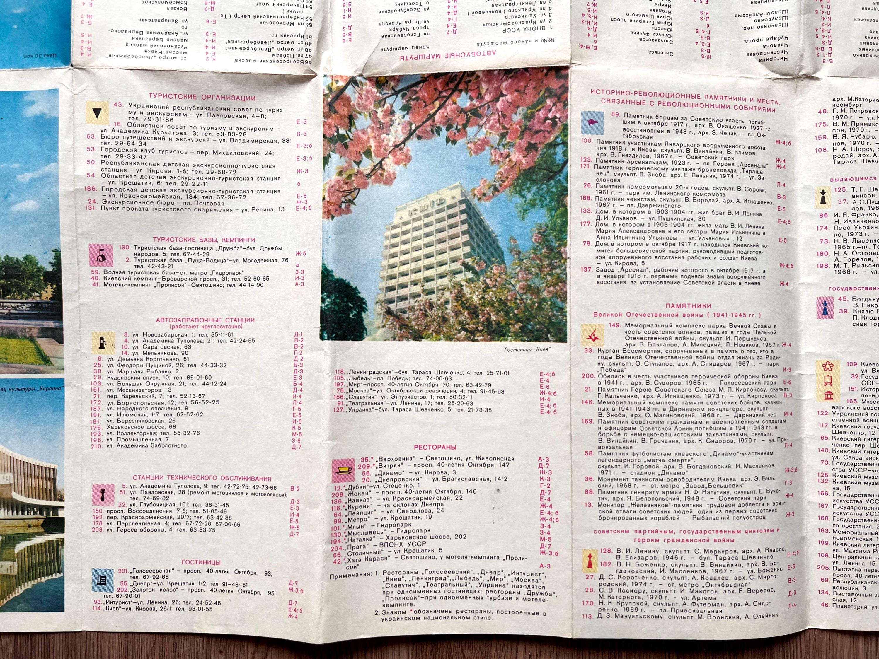 Soviet Kyiv Tourist Map 1976 Vintage USSR Folded Travel Map Kyiv City ...