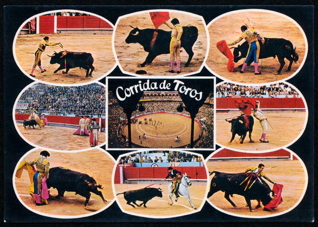 Corrida De Toros Bull Fight - Multi View Tourist Barcelona Postcard ...