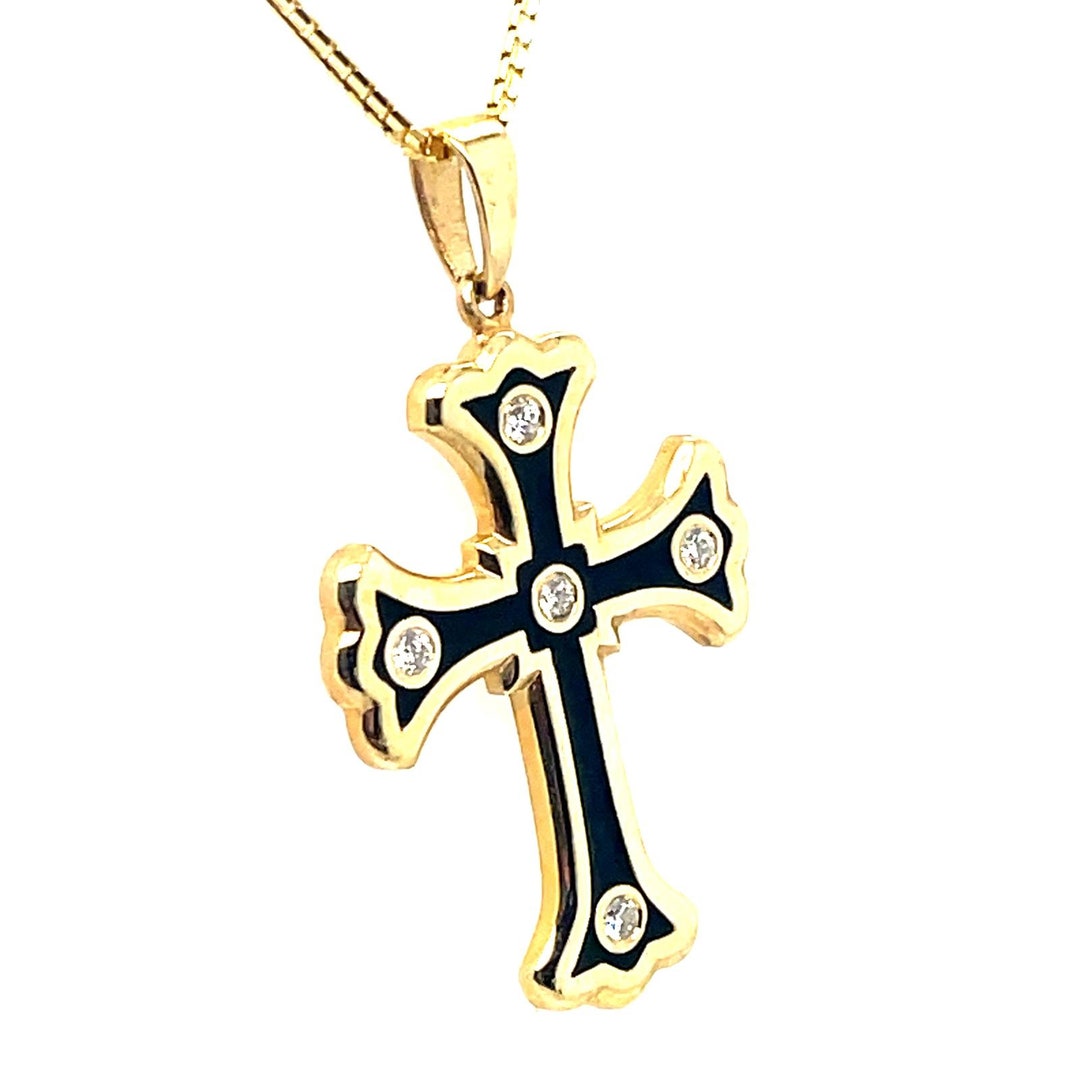 Diamonds Cross Pendant, 14k Gold, Black Cross Pedant, Christian Gifts ...