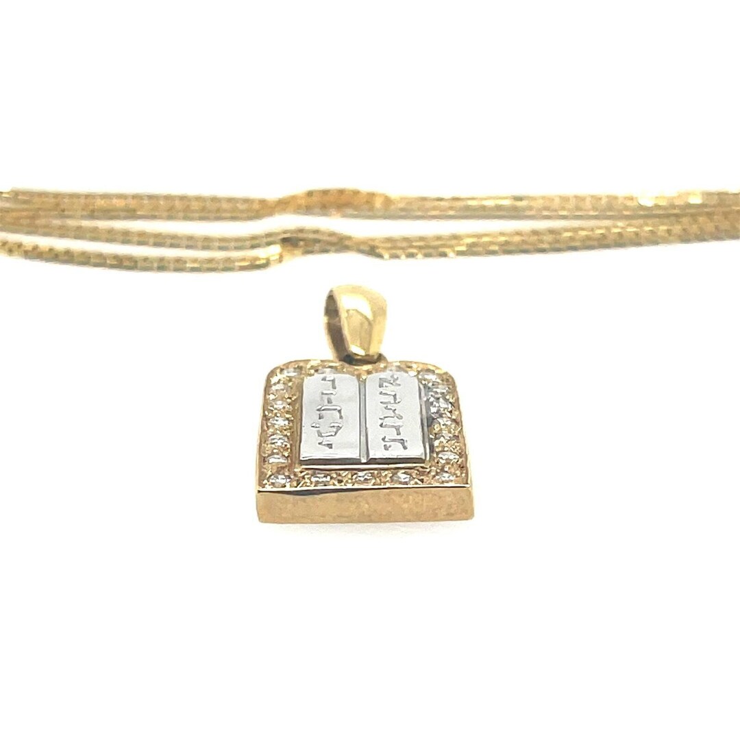 Gold Ten Commandments Pendant, the Old Testament,14k Solid Gold, Star ...