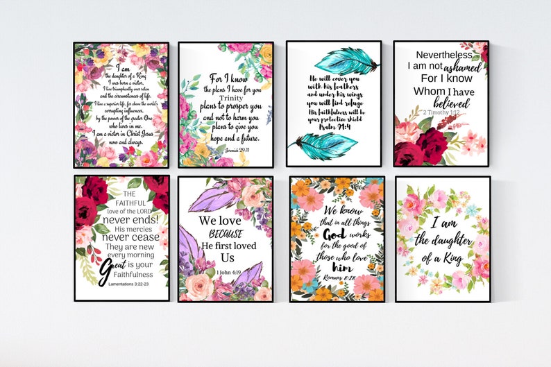 Scripture Printable Set of 8, Verse Printable, Scripture Printable ...