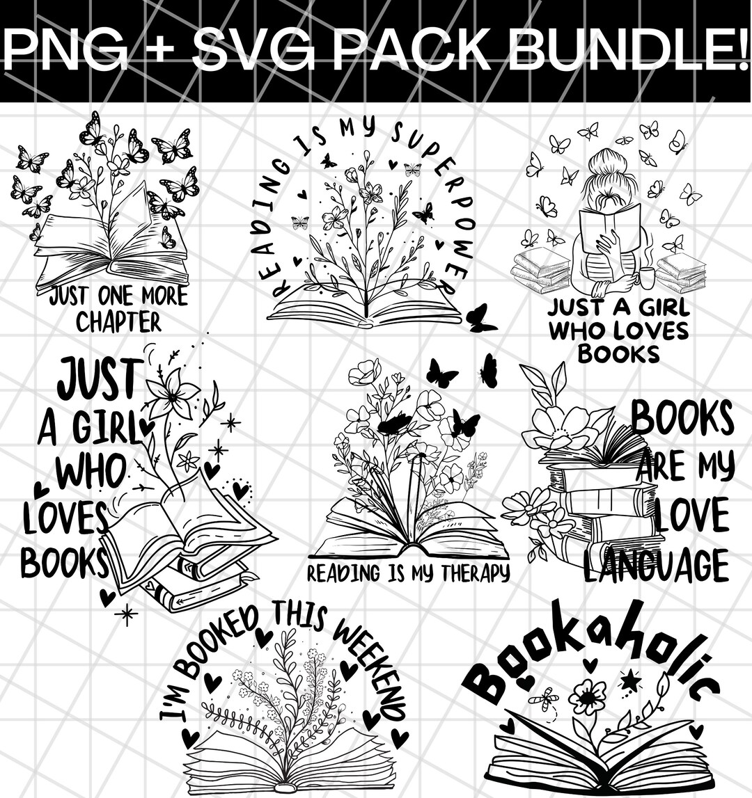 Book Svg Bundle, Reader Svg, Books Svg, Open Book Svg, Bookish Svg ...